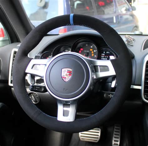 포르쉐 카이엔 파나메라 911 박스터 마칸 Diy 가죽 스웨이드 자동차 핸들 커버 자동차 액세서리 스티어링 커버 Aliexpress
