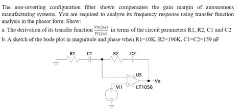 the non inverting configuration filter shown