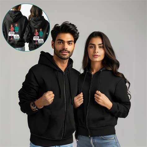 Buysend Personalized Unisex Hoodies For Brothers And Sisters Black