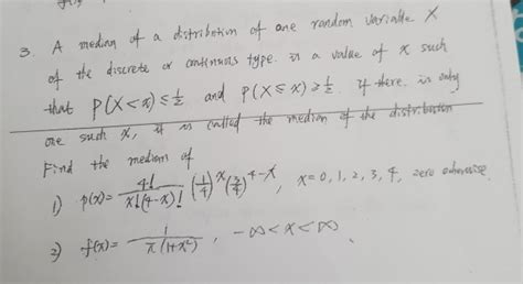 solved 3 a mediam of a distribution of are random variable