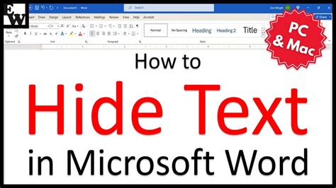 How To Hide Text In Microsoft Word Pc And Mac Youtube