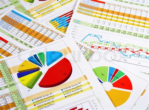 annual report in graphs and diagrams stock image colourbox