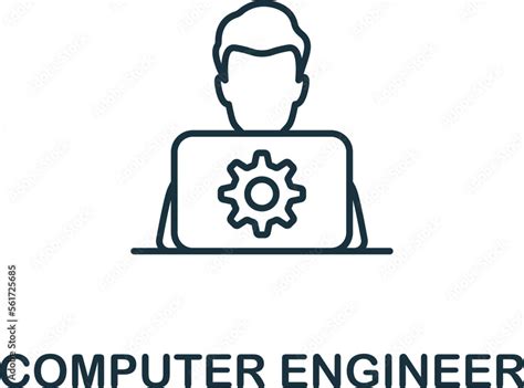 Computer Engineer Icon Monochrome Simple Project Planning Icon For