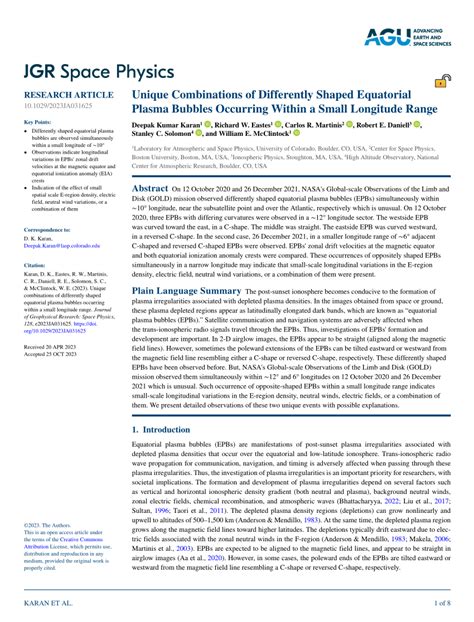 Pdf Unique Combinations Of Differently Shaped Equatorial Plasma Bubbles Occurring Within A
