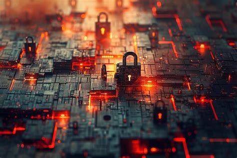 Digital Padlocks On A Glowing Circuit Board Symbolizing Cybersecurity And Data Protection In A