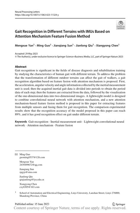 gait recognition in different terrains with imus based on attention