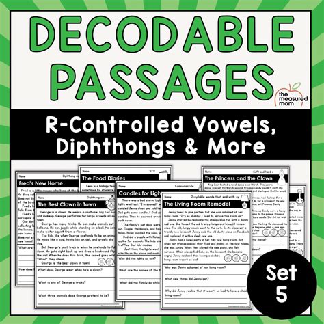 Decodable Passages R Controlled Vowels Diphthongs And More The Measured Mom