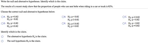 Solved Write The Null And Alternative Hypotheses Identify Chegg
