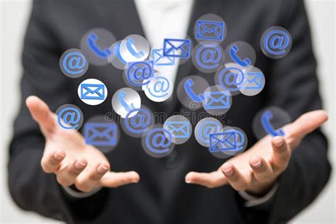 3d Rendering Of A Man Pointing At Floating Email Icons Concept Of Business Communication Stock