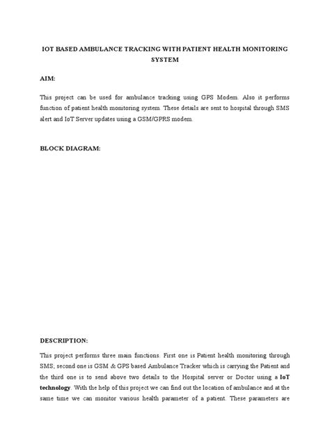 Iot Based Ambulance Tracking With Patient Health Monitoring System Pdf Internet Of Things