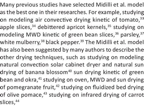 Drying Constants And Coefficients Of Different Models For All Mw Power