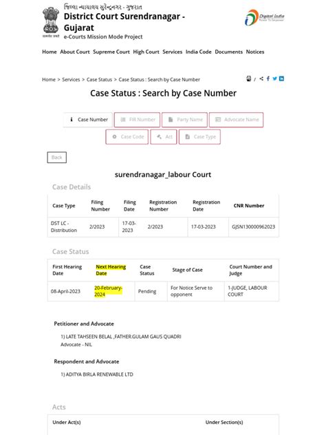 Case Status Search By Case Number District Court Surendranagar
