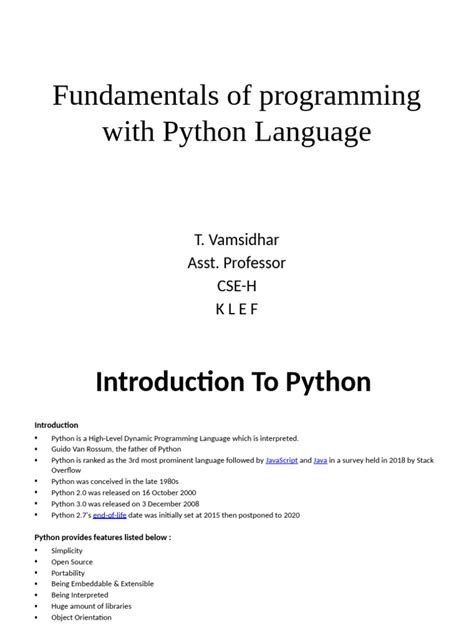 Fundamentals of Programming With Python Language | PDF | Variable ...