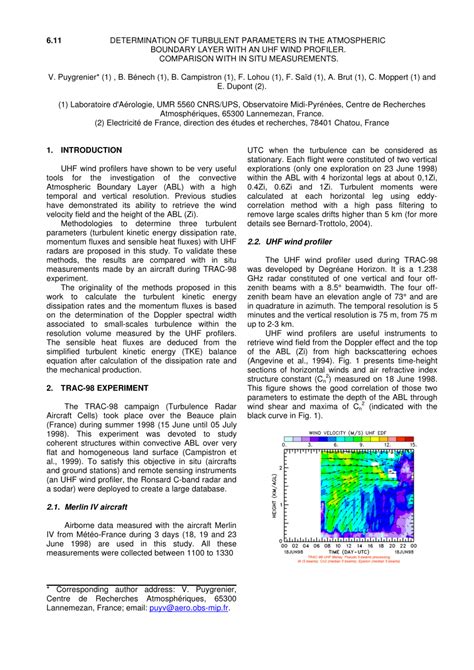 Pdf Determination Of Turbulent Parameters In The Atmospheric Boundary Layer With An Uhf Wind