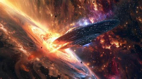 Spaceship Collision With Planet Premium Ai Generated Image