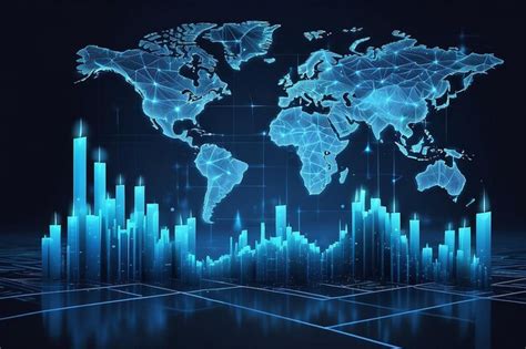 Abstract Infographic Visualization Financial Chart With Uptrend Line Graphs And Candlesticks