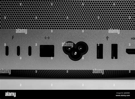Power Port And Ethernet Low Key Still Life Of Modern New Desktop