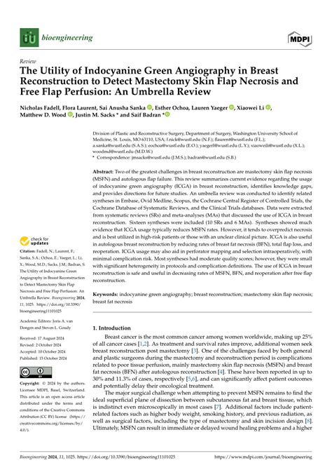 Pdf The Utility Of Indocyanine Green Angiography In Breast