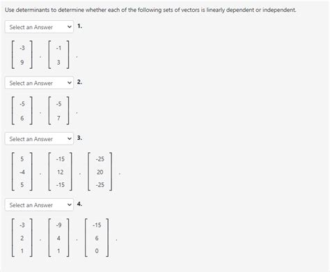 solved use determinants to determine whether each of the