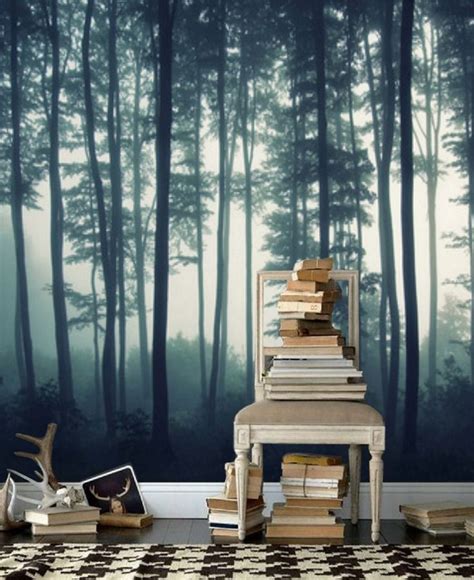 Misty Forest Wall Mural Removable Wallpaper Mural Forest Forest