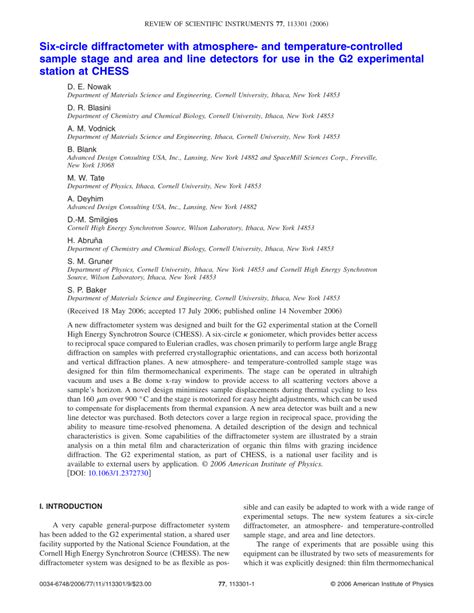 Pdf Six Circle Diffractometer With Atmosphere And Temperature