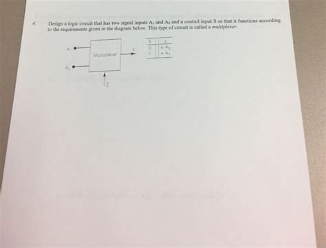 Solved Design A Logic Circuit That Has Two Signal Inputs A1