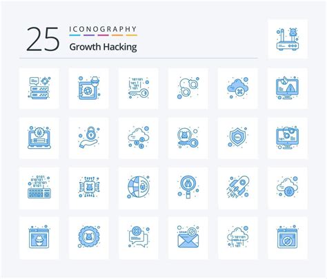 Hacking 25 Blue Color Icon Pack Including Jail Bandit Lock Arrest