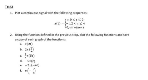 Solved Task2 1 Plot A Continuous Signal With The Following Chegg Com