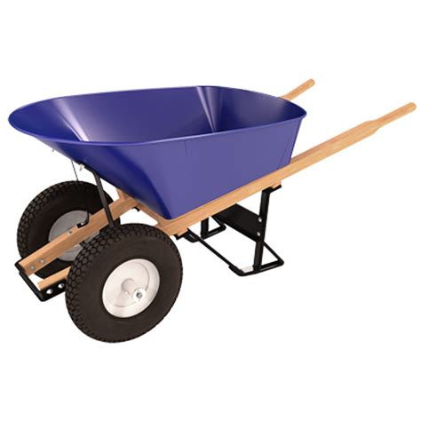 Steel Tray Wheelbarrow Two Ribbed Tires Wood Handle