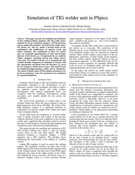 Pdf Simulation Of Tig Welder Unit In Pspice