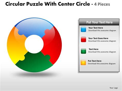 Circular Puzzle With Center Circle Pieces PPT Images Gallery PowerPoint Slide Show