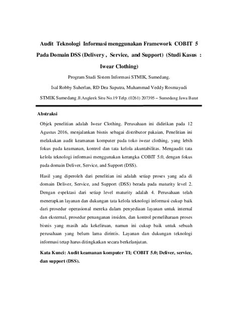 Pdf Artikel Audit Framework Cobit 5 Domain Dss Pdf