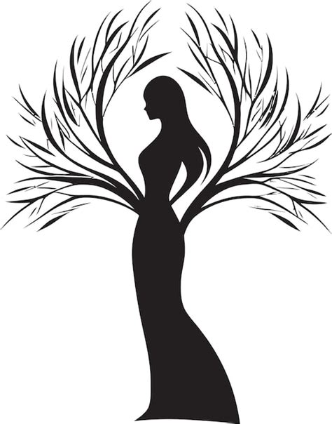 Premium Vector Sculpted Spirit Willow Tree Carving With Womans Touch