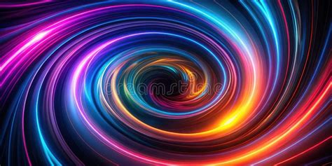 Abstract Swirling Neon Lights In Vibrant Colors Creating A Vortex Effect Generative Ai Stock