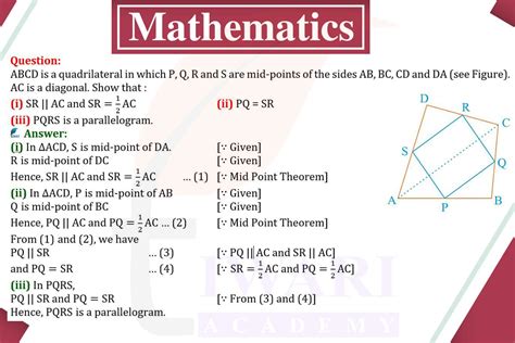 ABCD Is A Quadrilateral In Which P Q R And S Are Mid Points Of The