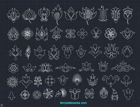 Vintage Ornament Elements Dwg Cad Block File Templatesarea