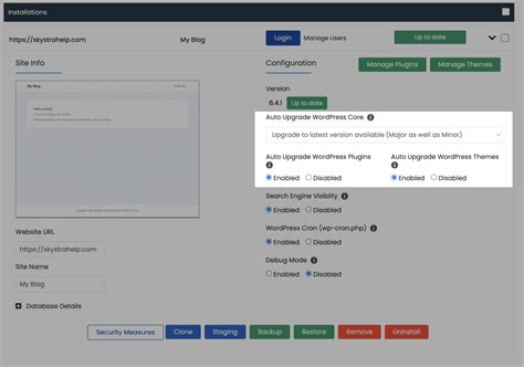 update wordpress core plugins and themes skystra