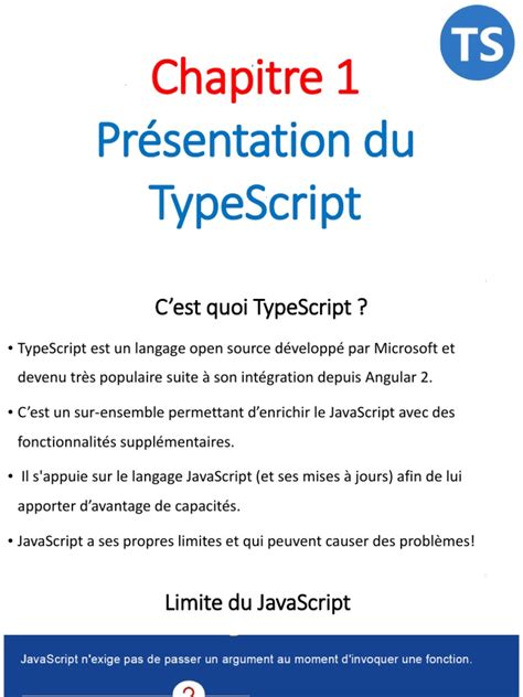 Chapitre 1 Type Script Presentation Pdf