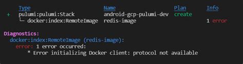 Error Initializing Docker Client Protocol Not Available · Issue 8626 · Pulumipulumi · Github