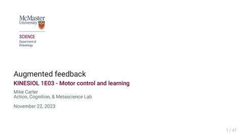 27 Augmented Feedback Augmented Feedback Kinesiol 1e03 Motor Control And Learning Mike