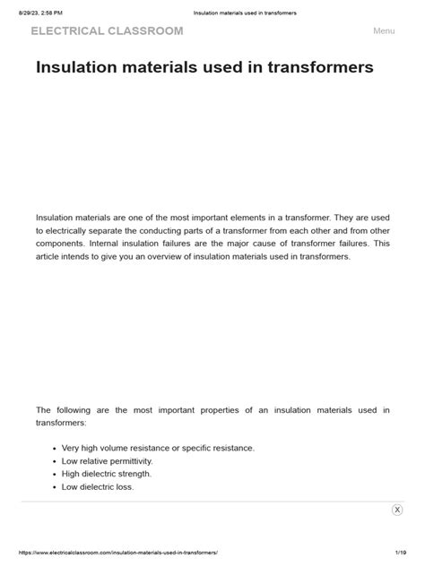 Insulation Materials Used In Transformers Pdf