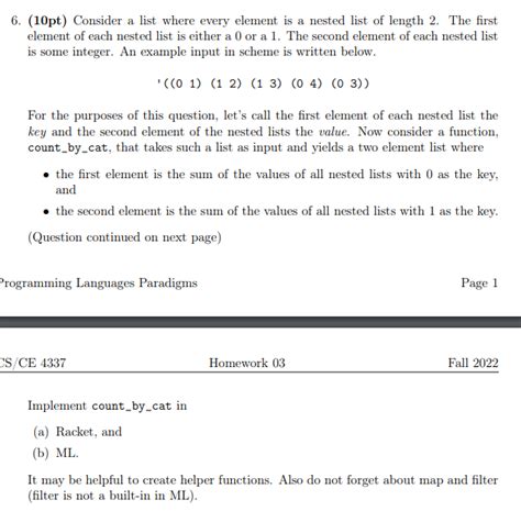 Solved Consider A List Where Every Element Is A Nested List Chegg Com