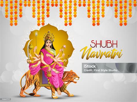 행복한 나브라트리를 위한 여신의 벡터 일러스트 레이 션 두르가에 대한 스톡 벡터 아트 및 기타 이미지 두르가 Navratri 0명 Istock