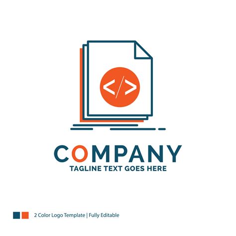 Code Coding File Programming Script Logo Design Blue And Orange Brand Name Design Place