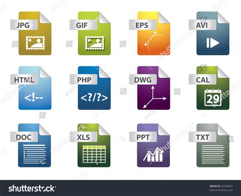 File Extension Icons Stock Vector Royalty Free 69184663 Shutterstock