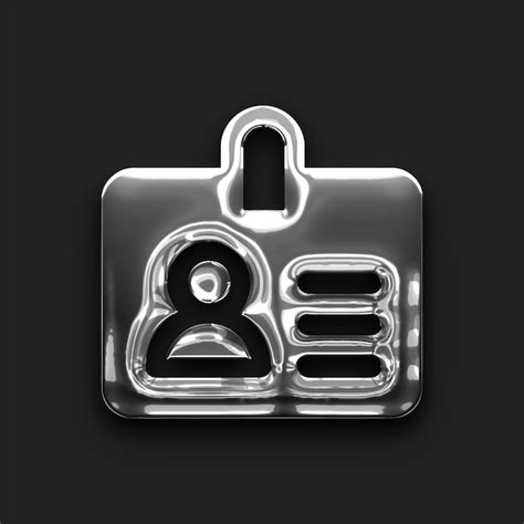shiny metallic silver user id icon with black backdrop premium ai