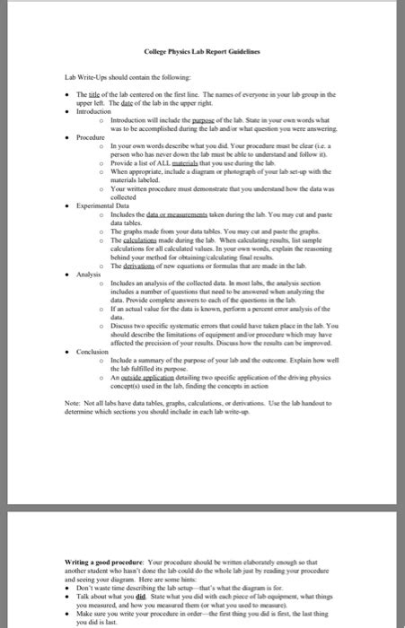 Physics Lab Report Template Cardtemplate My Id