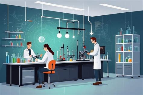 Premium Photo Create A Vector Graphic Of A Physics Lab With Babes Conducting Experiments On