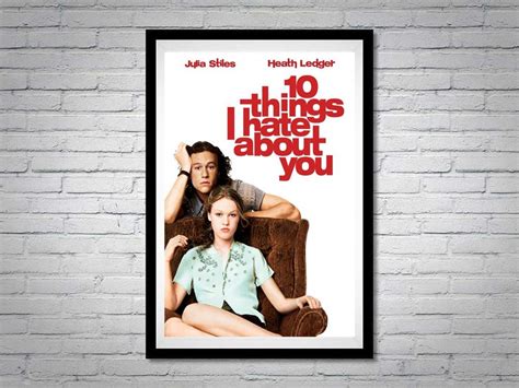 10 Things I Hate About You Movie Poster Julia Stiles Heath Ledger
