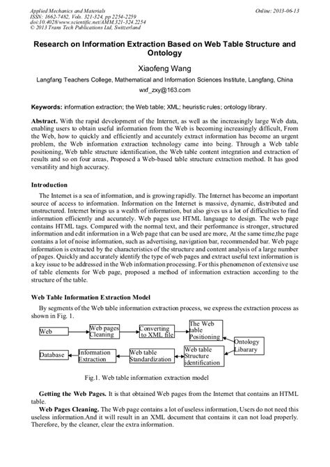 research on information extraction based on web table structure and